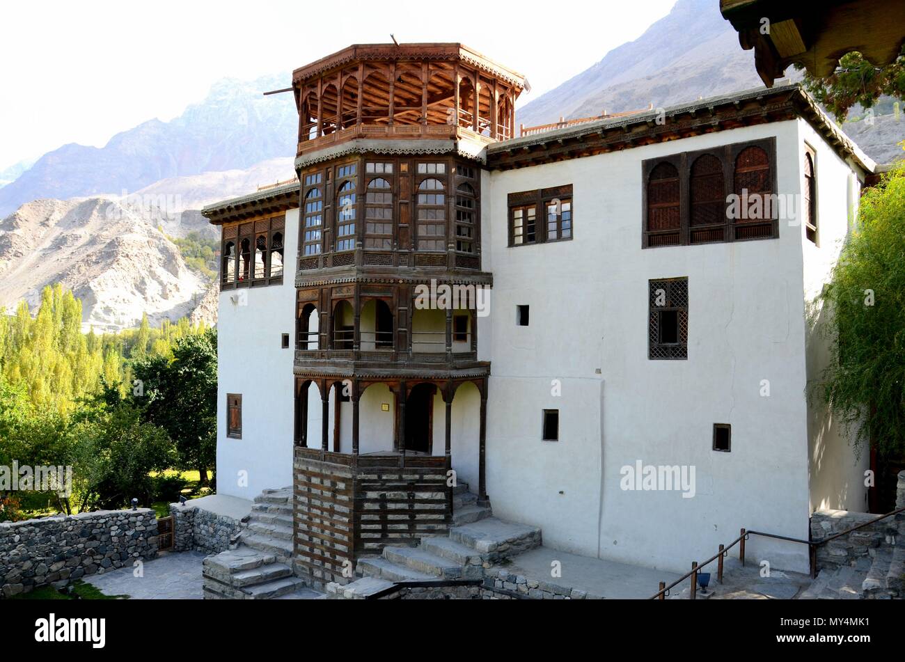 Restored building with balcony jharoka Khaplu Palace Fort Serena Hotel ...