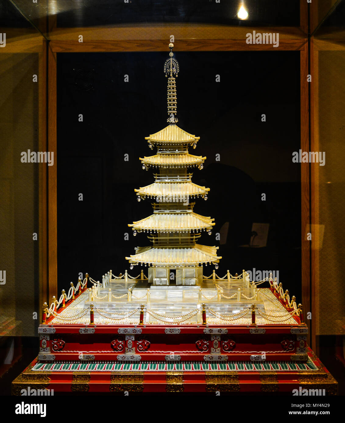 Toba, Japan - Mar 18, 2018. Precious jewelry for display at museum of ...