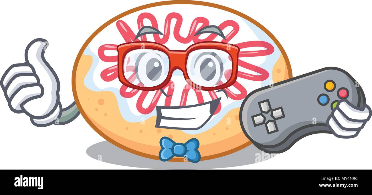 Gamer jelly donut mascot cartoon Stock Vector Image & Art - Alamy