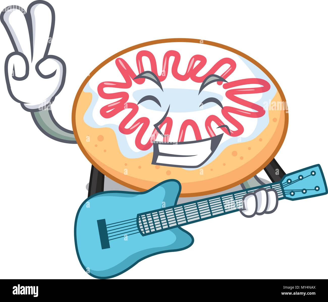 With Guitar Jelly Donut Mascot Cartoon Stock Vector Image And Art Alamy