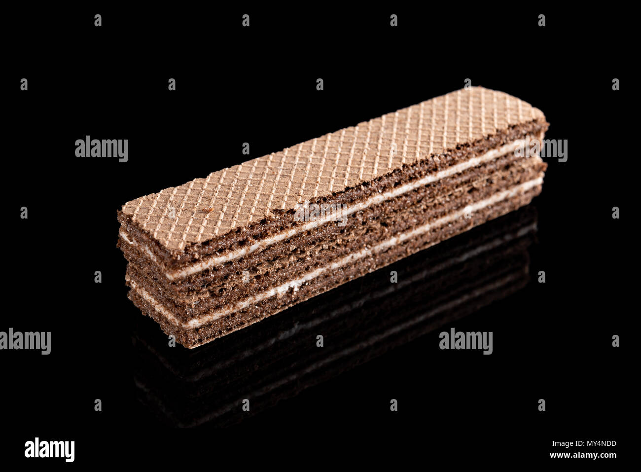 vanilla flavor wafer blocks on black background Stock Photo - Alamy