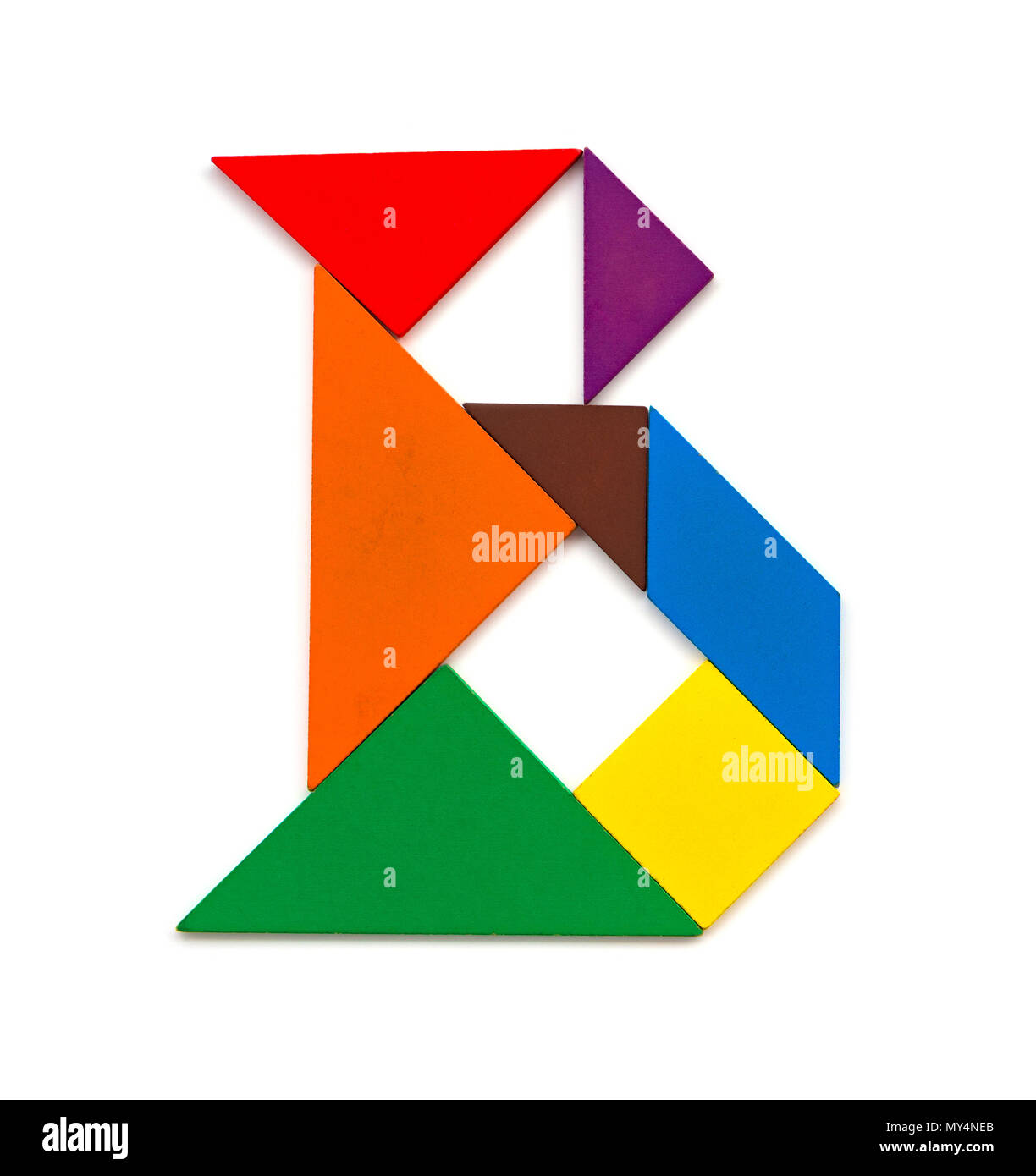 tangram shaped like a letter B on white background Stock Photo - Alamy