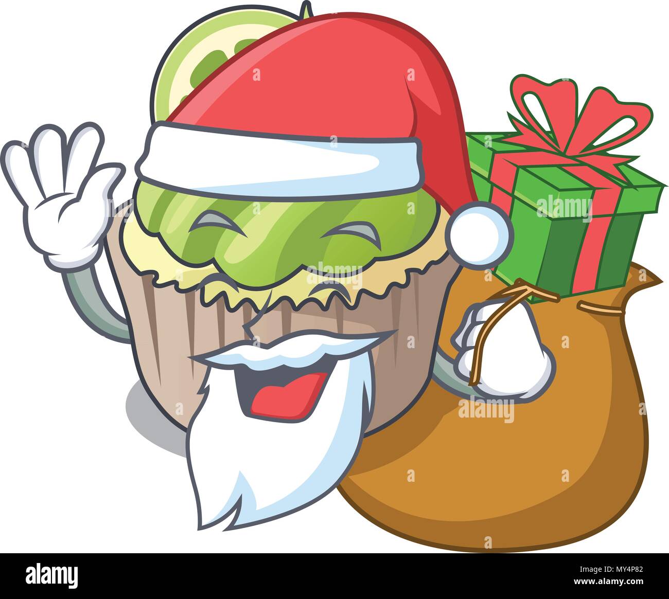 Santa with gift lemon cupcake mascot cartoon Stock Vector Image & Art ...