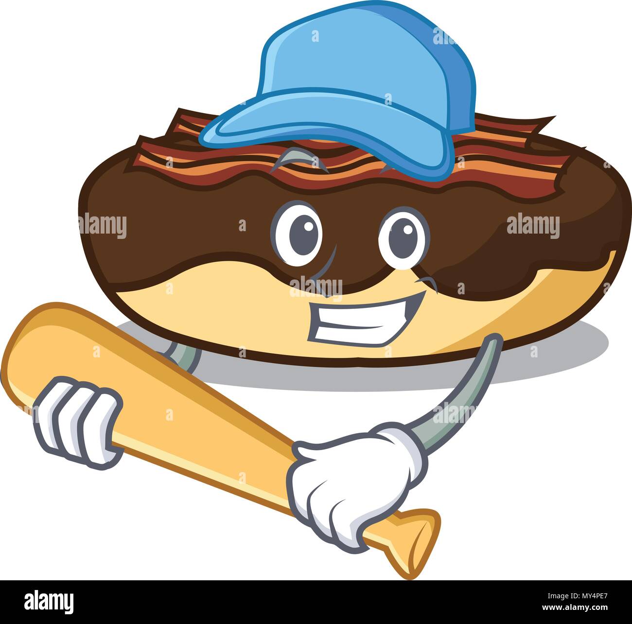 Playing baseball maple bacon bar character cartoon Stock Vector Image ...