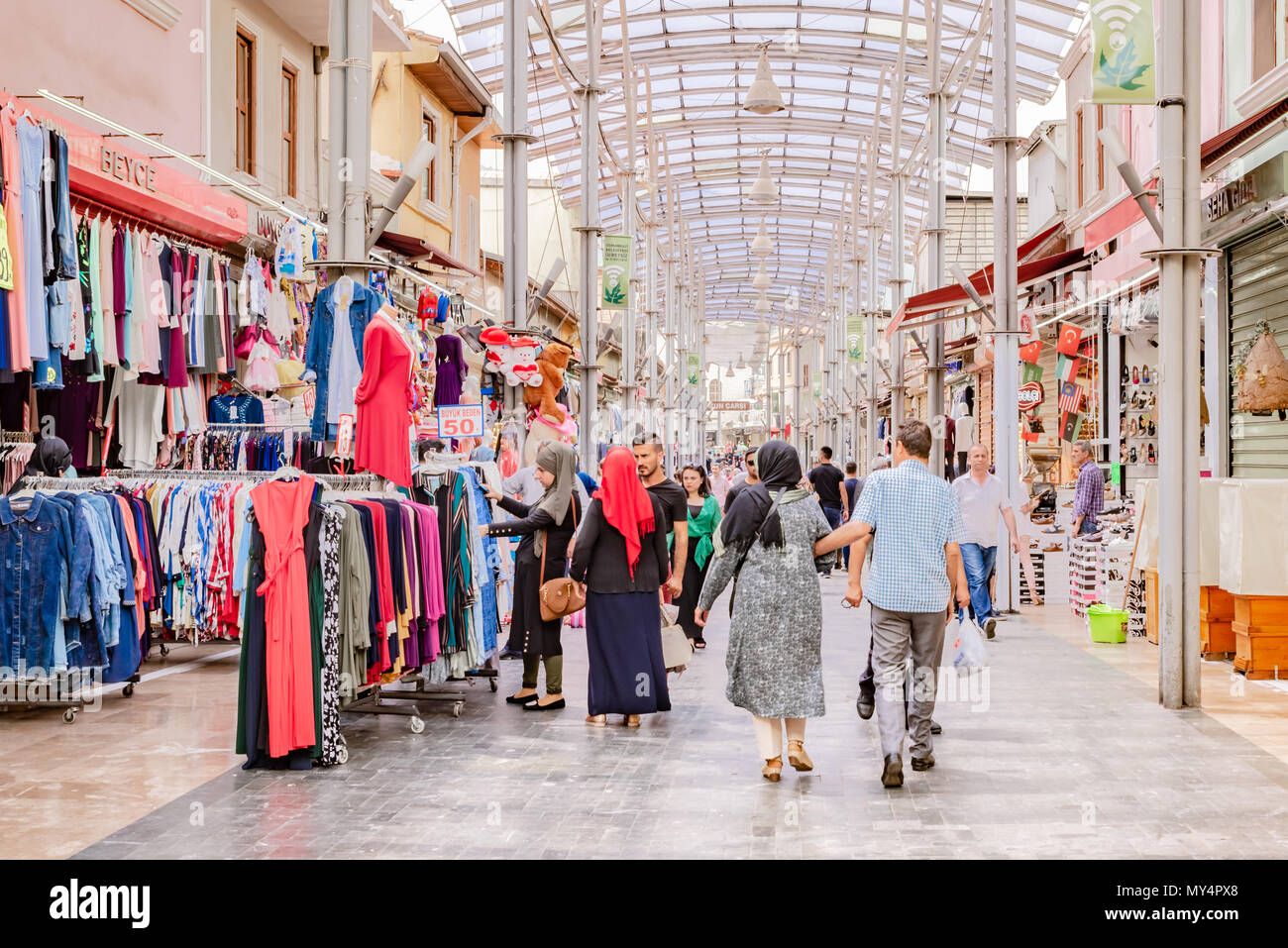 View of Uzun Carsi(Long Bazaar) is a famous traditional bazaar located ...
