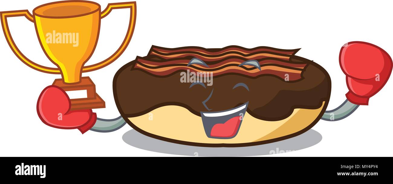 Boxing winner maple bacon bar mascot cartoon Stock Vector Image & Art ...