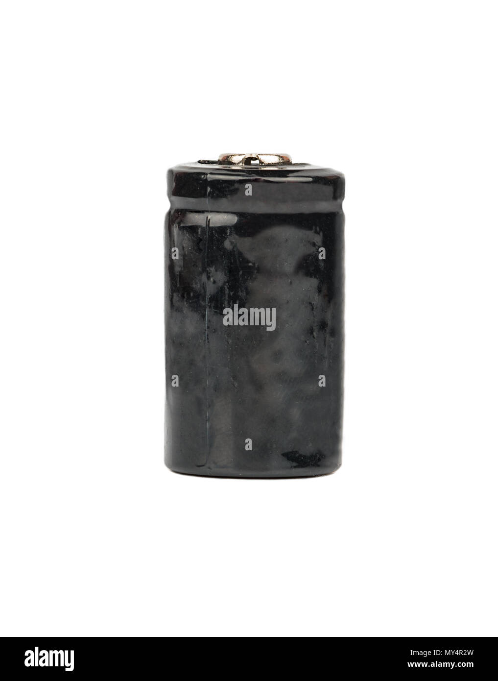 Use black battery isolated on a white background Stock Photo - Alamy