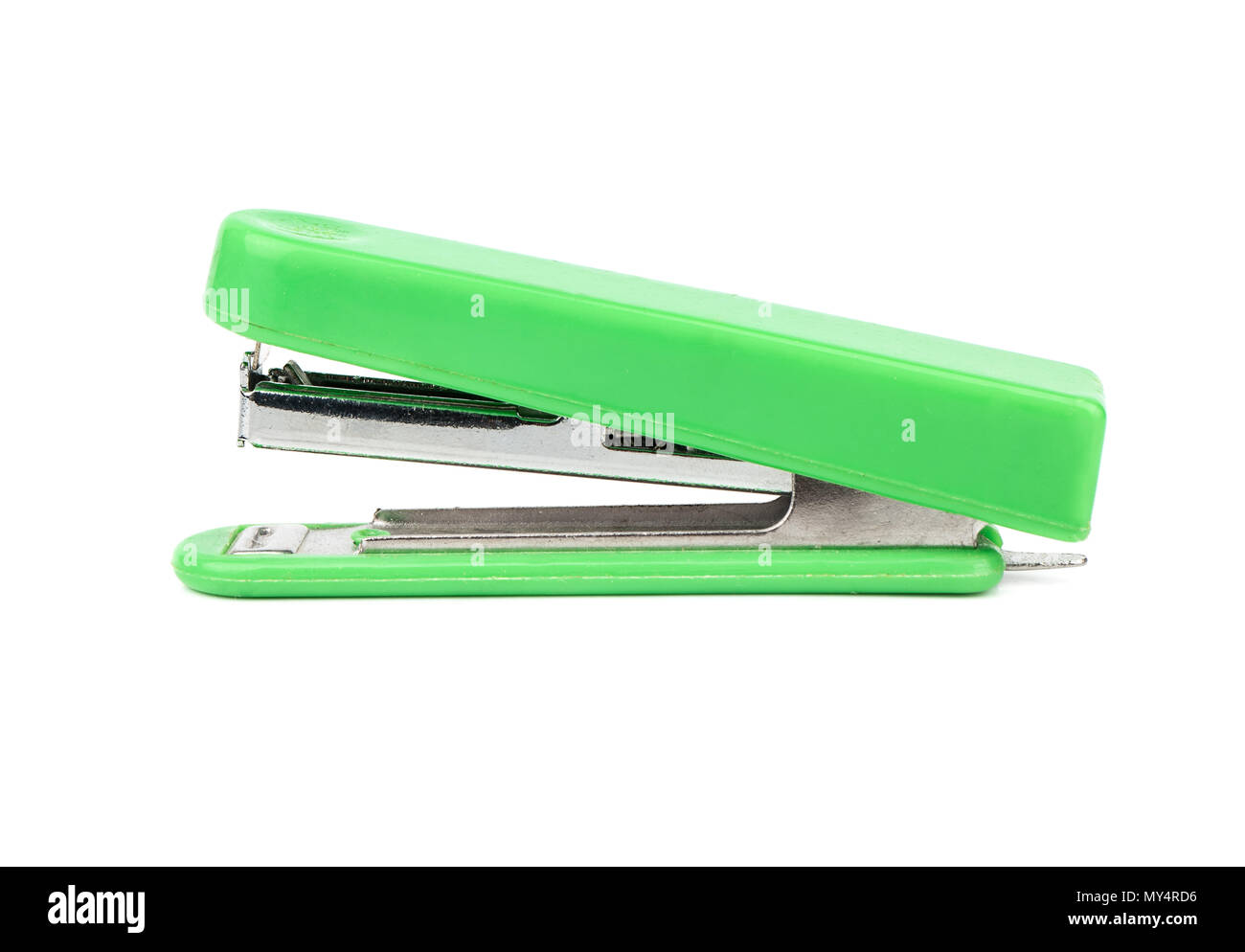Green office stapler isolated on white background Stock Photo - Alamy