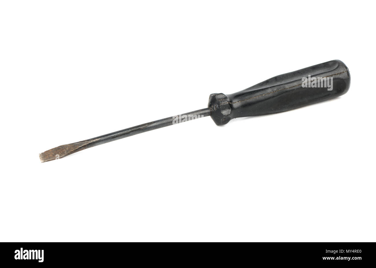 Old, rusty black screwdriver isolated on white background Stock Photo ...