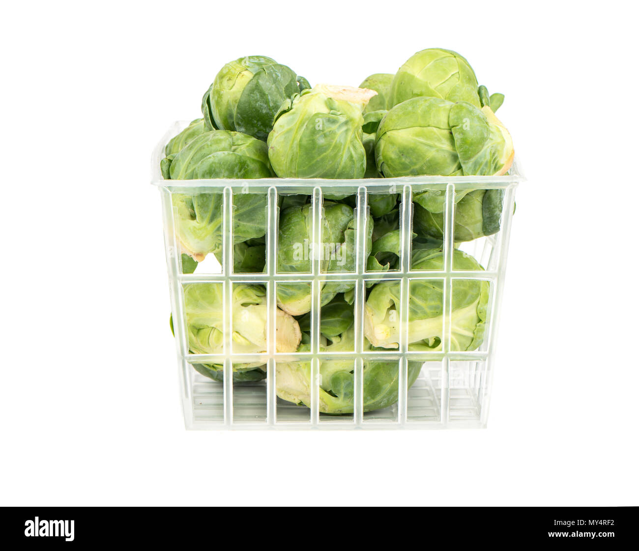 Fresh brussels sprouts in a box on a white background Stock Photo - Alamy