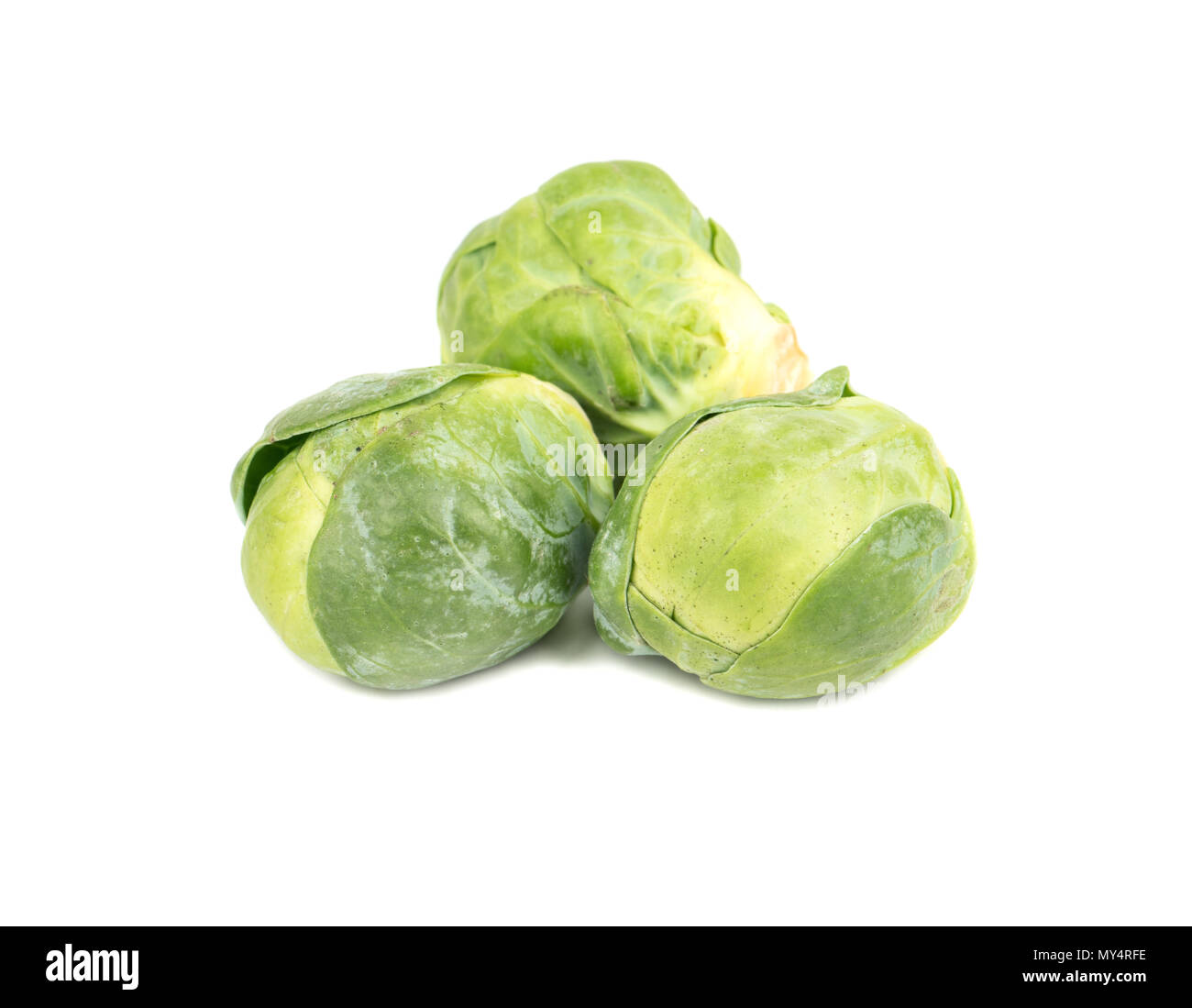Three fresh brussel sprouts on a white background Stock Photo - Alamy