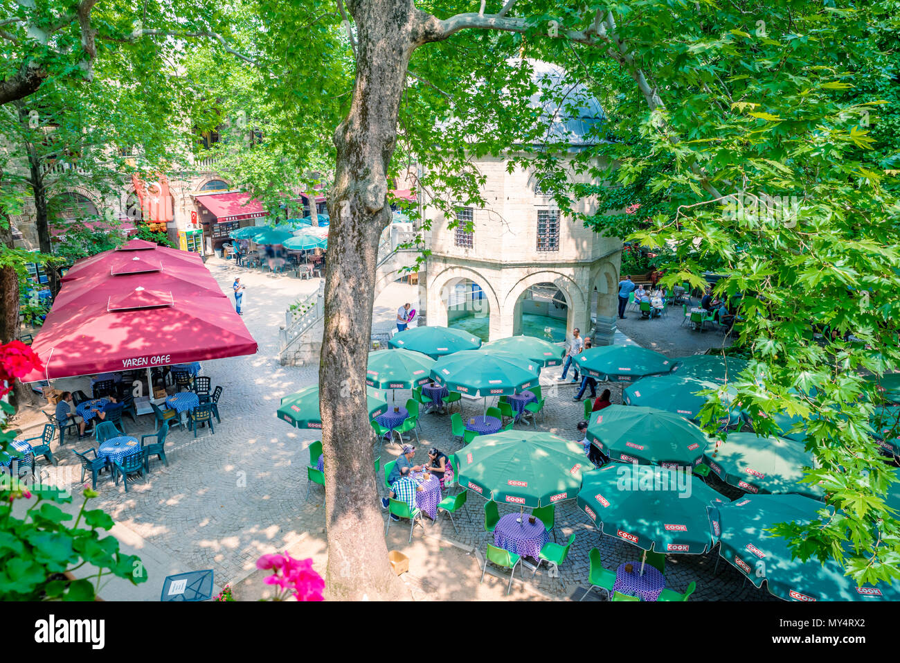 High resolution panoramic view of courtyard of historical Koza Han(Silk ...