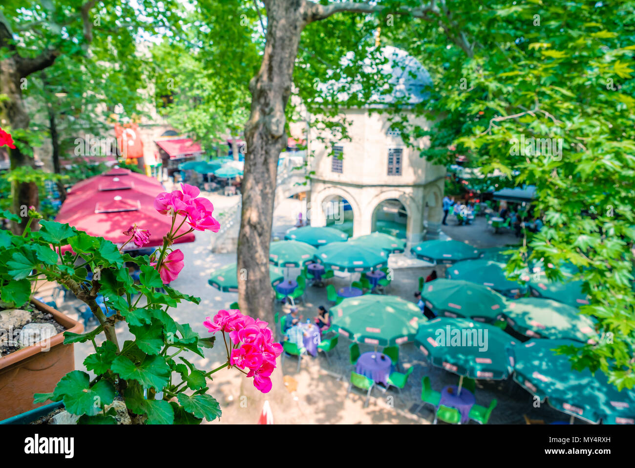 High resolution panoramic view of courtyard of historical Koza Han(Silk ...