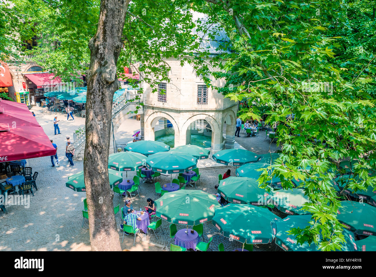 High resolution panoramic view of courtyard of historical Koza Han(Silk ...