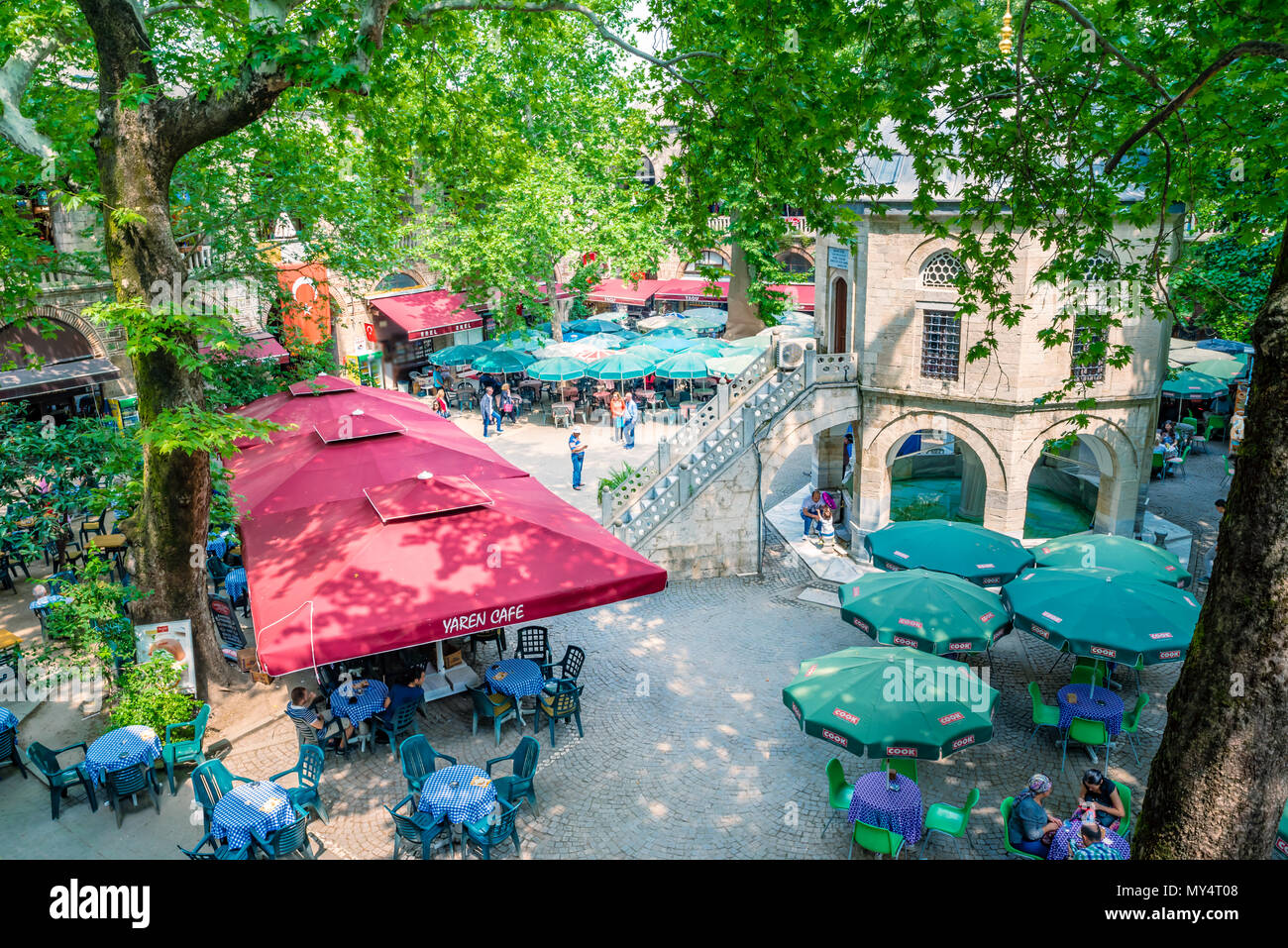 High resolution panoramic view of courtyard of historical Koza Han(Silk ...