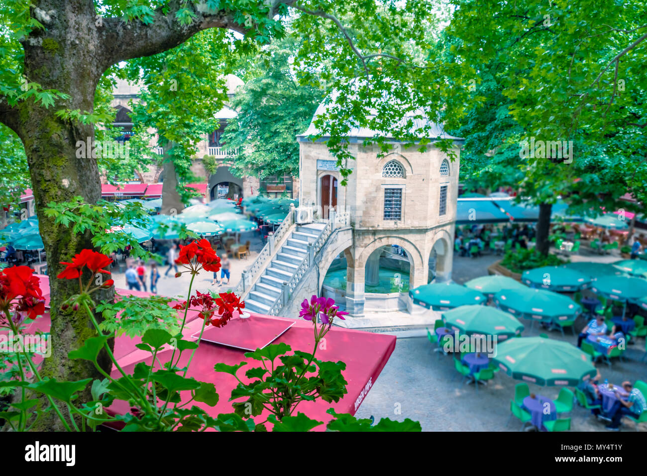 High resolution panoramic view of courtyard of historical Koza Han(Silk ...