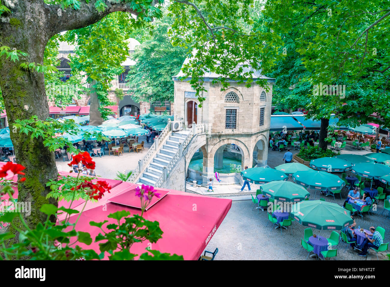 Masjid or mosque at courtyard of historical Koza Han(Silk Bazaar) in ...