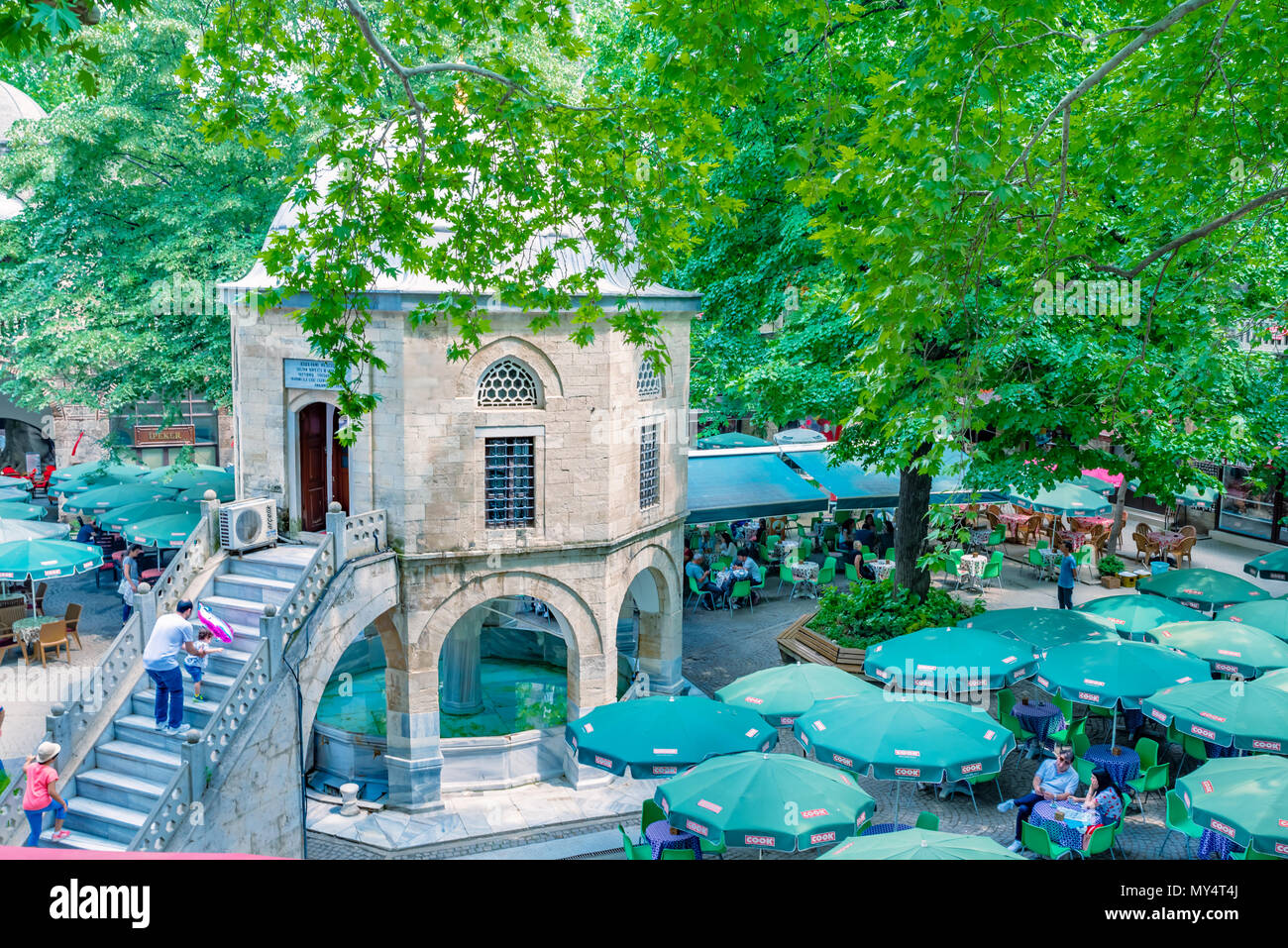 High resolution panoramic view of courtyard of historical Koza Han(Silk ...