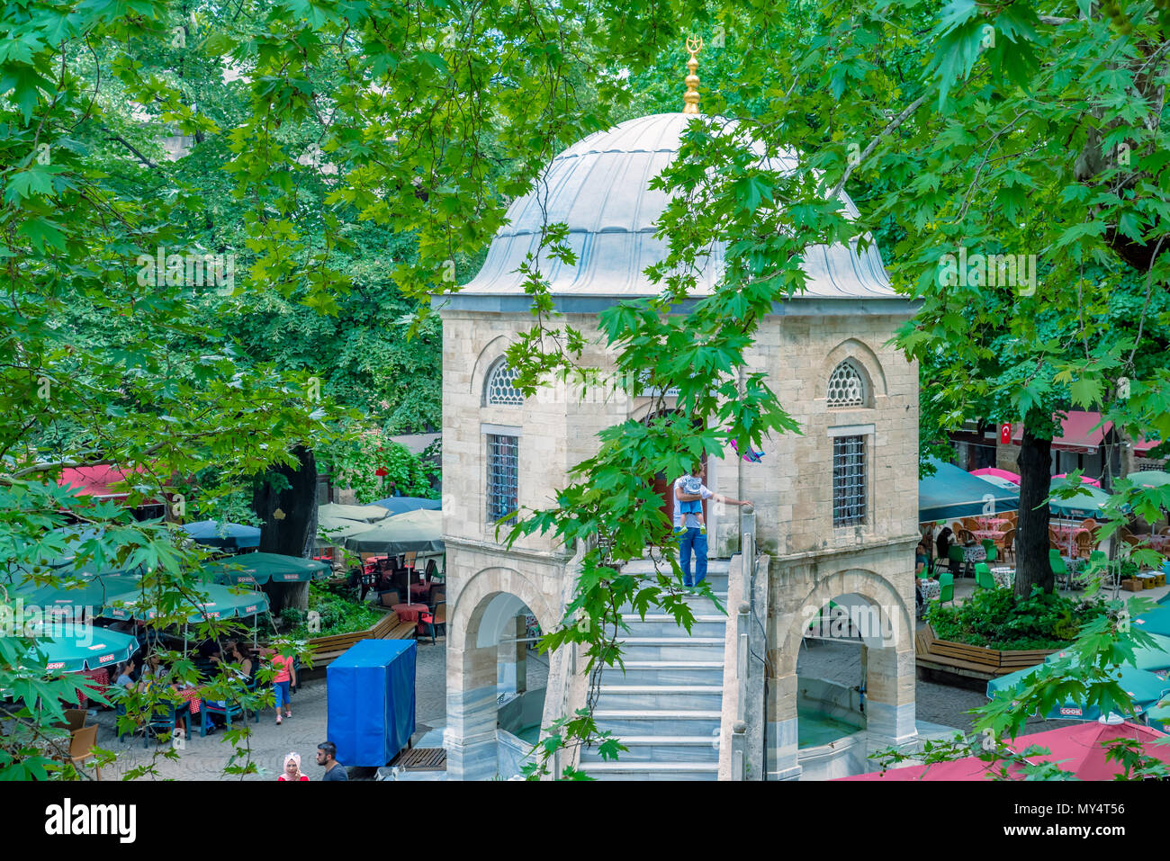 Masjid or mosque at courtyard of historical Koza Han(Silk Bazaar) in ...