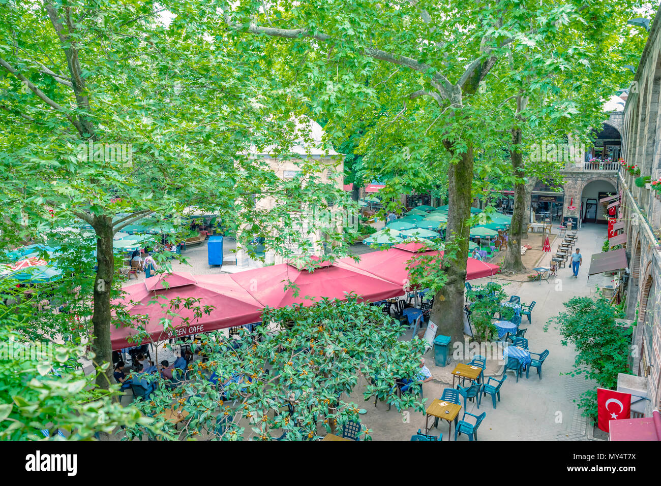 High resolution panoramic view of courtyard of historical Koza Han(Silk ...