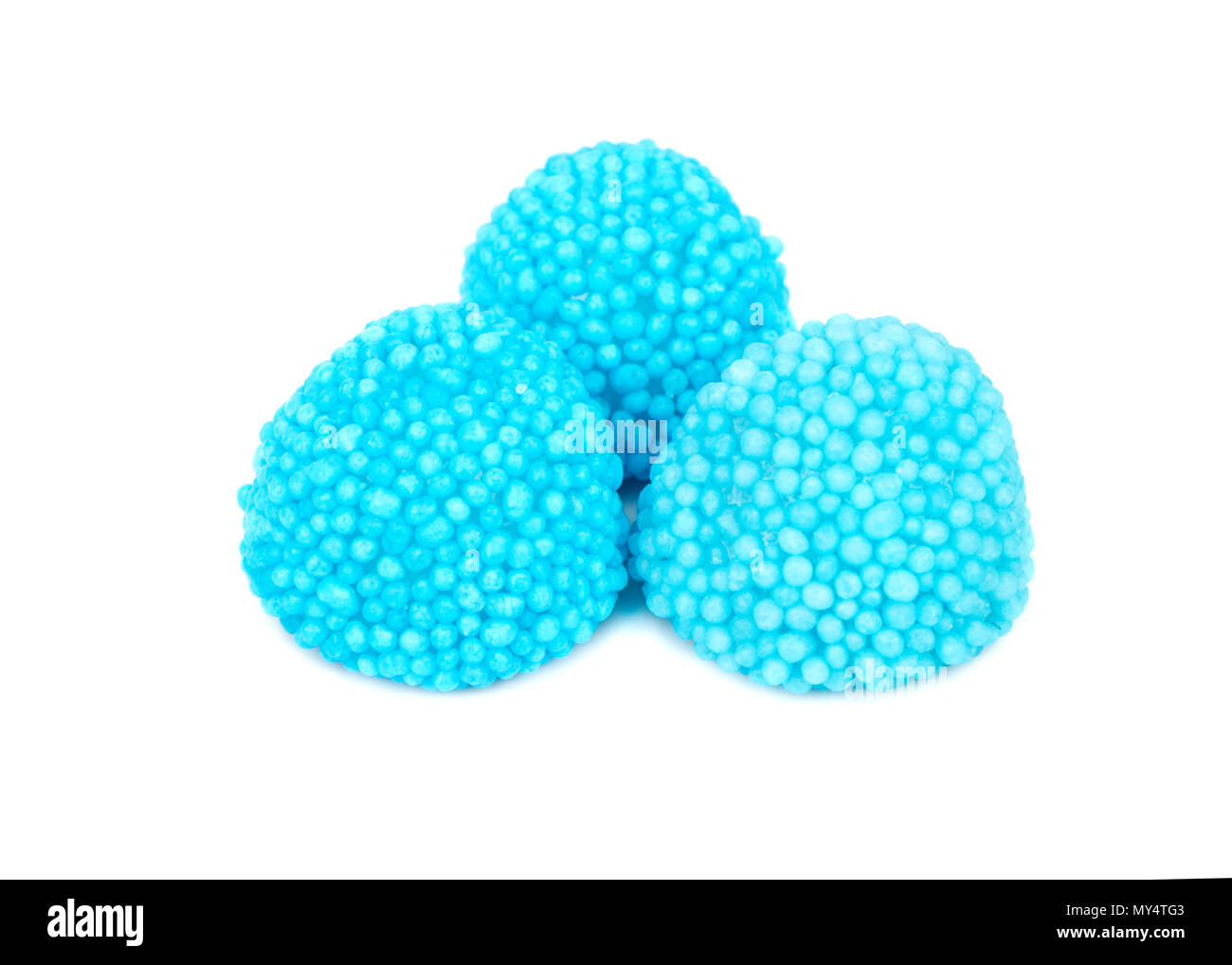 Three blue berry jelly candies isolated on white background Stock Photo ...