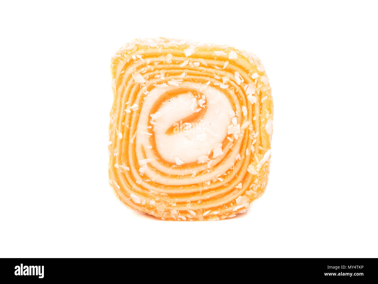 Orange turkish delight lokum isolated on white background Stock Photo ...