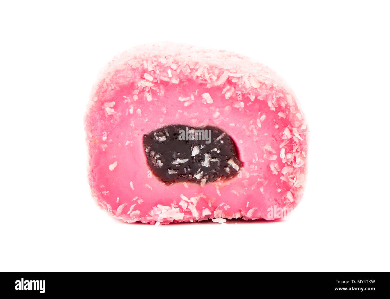 Pink turkish delight lokum on white background Stock Photo - Alamy