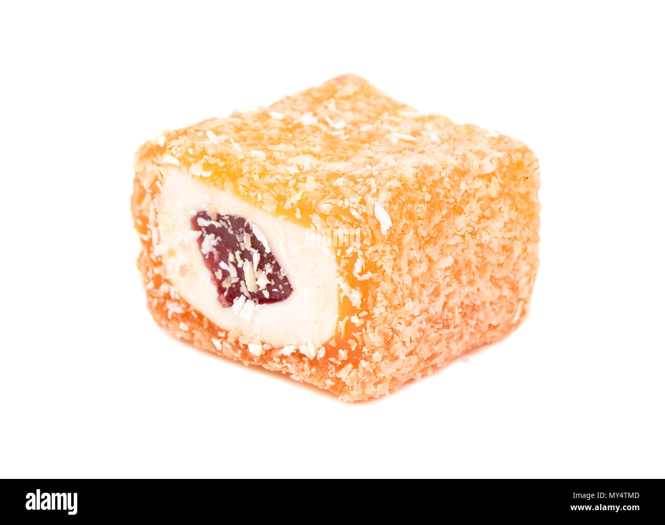 Orange turkish delight isolated on white background Stock Photo - Alamy