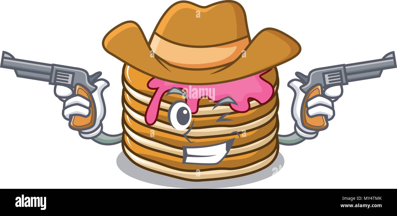Cowboy pancake with strawberry character cartoon Stock Vector Image ...
