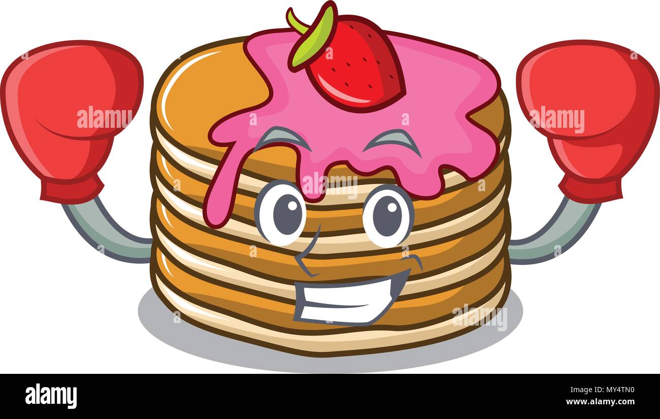 Boxing pancake with strawberry character cartoon Stock Vector Image ...