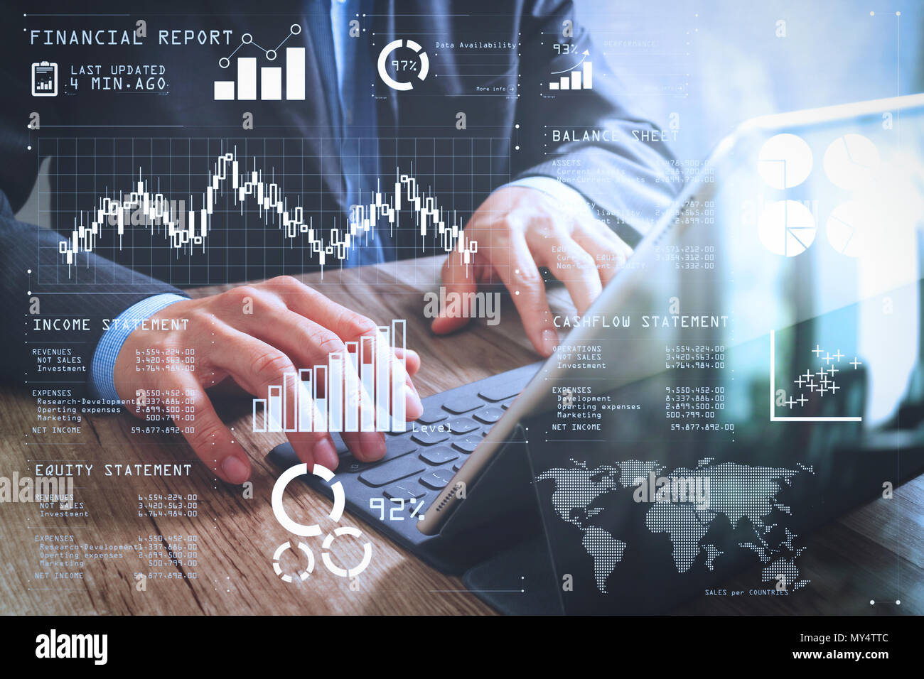 Financial report data of business operations (balance sheet and income ...