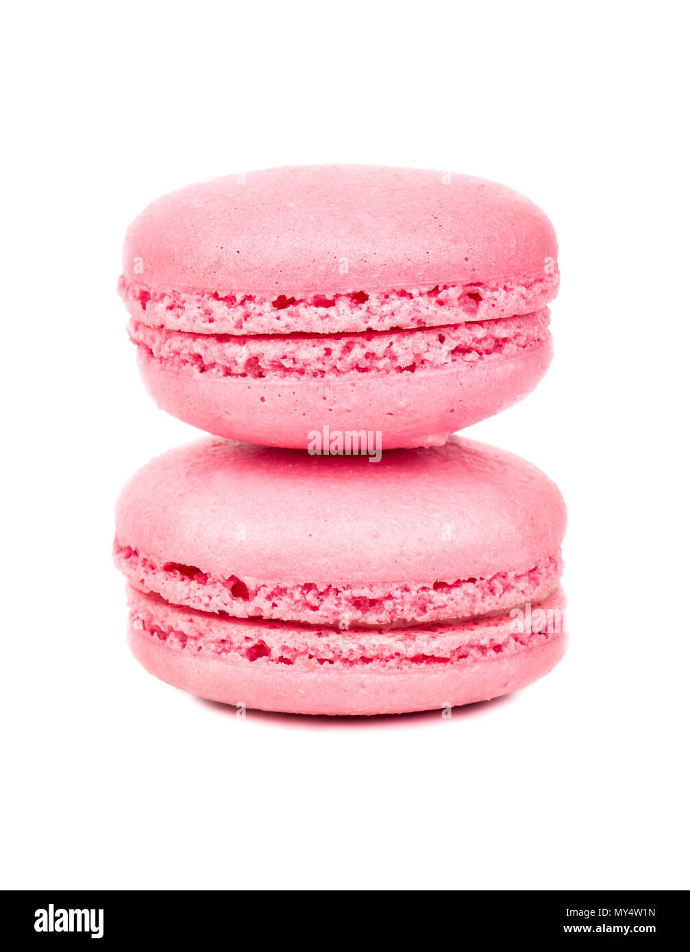 Two pink macaroon isolated on white background Stock Photo - Alamy