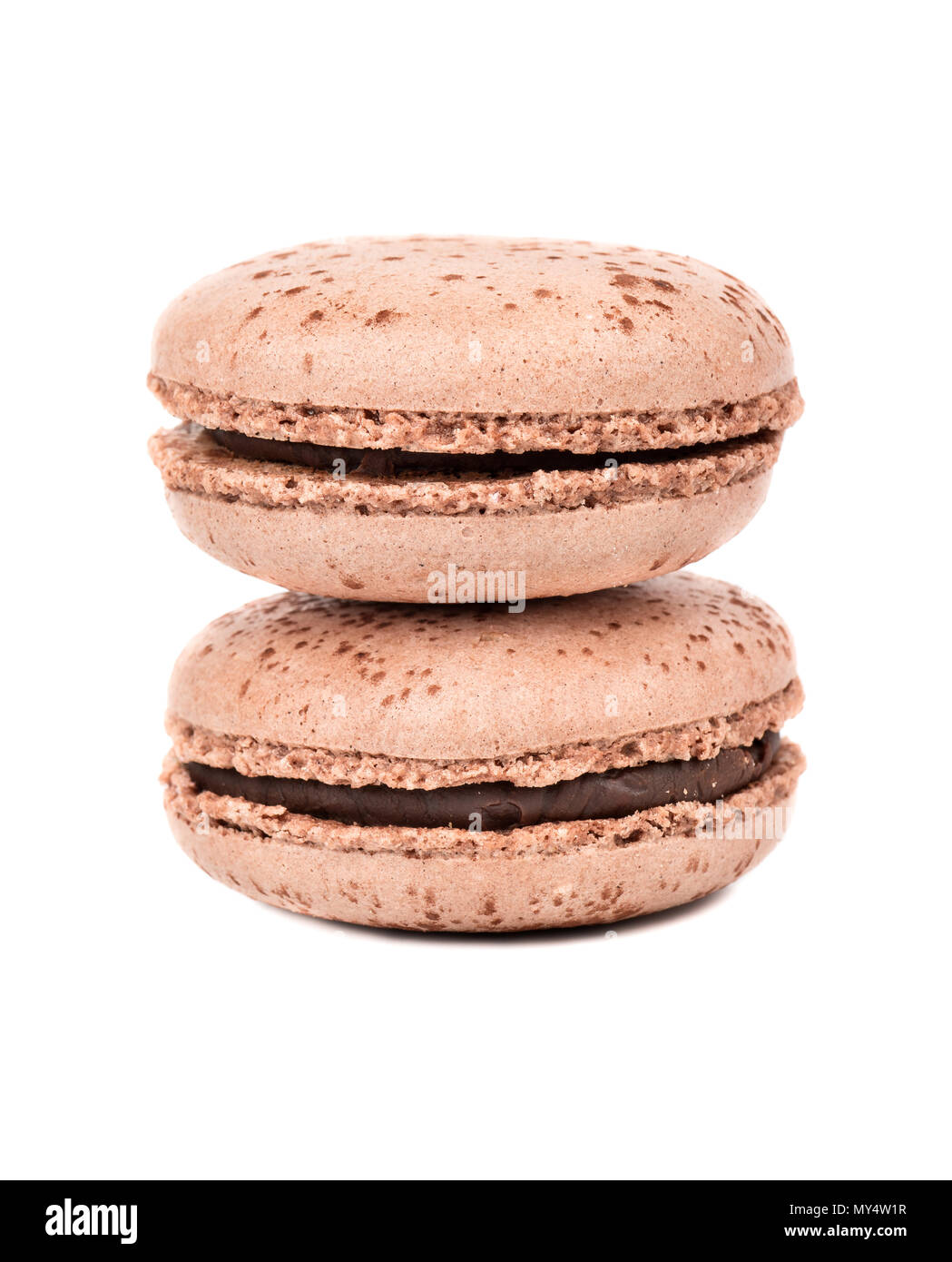 Two chocolate macaroon isolated on white background Stock Photo - Alamy