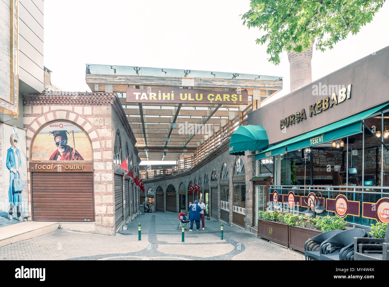 Entrance of famous Tarihi Ulu Carsi(Historical Grand Bazaar) in Bursa ...