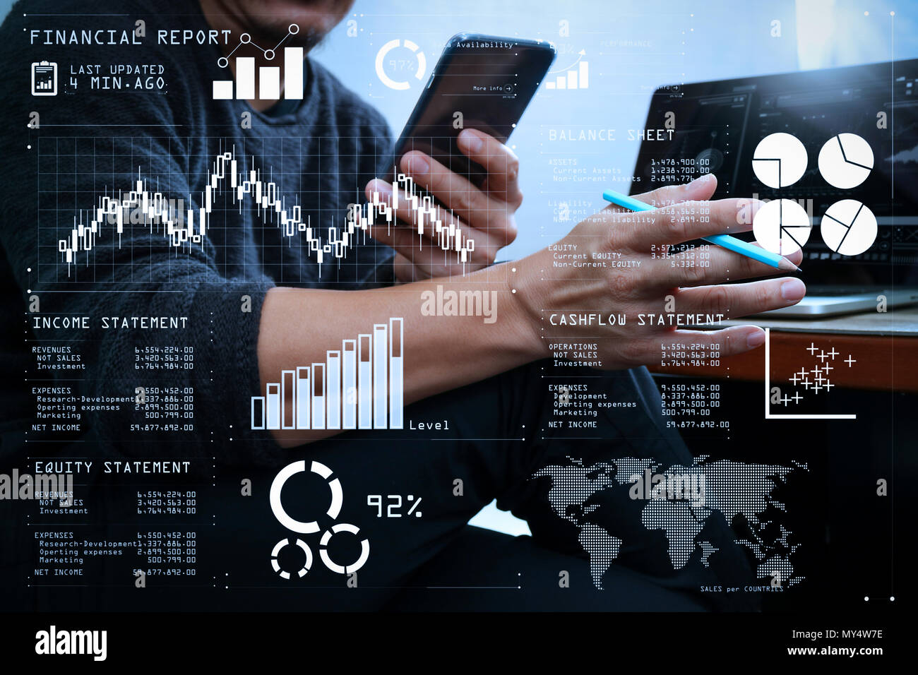 Financial report data of business operations (balance sheet and income ...