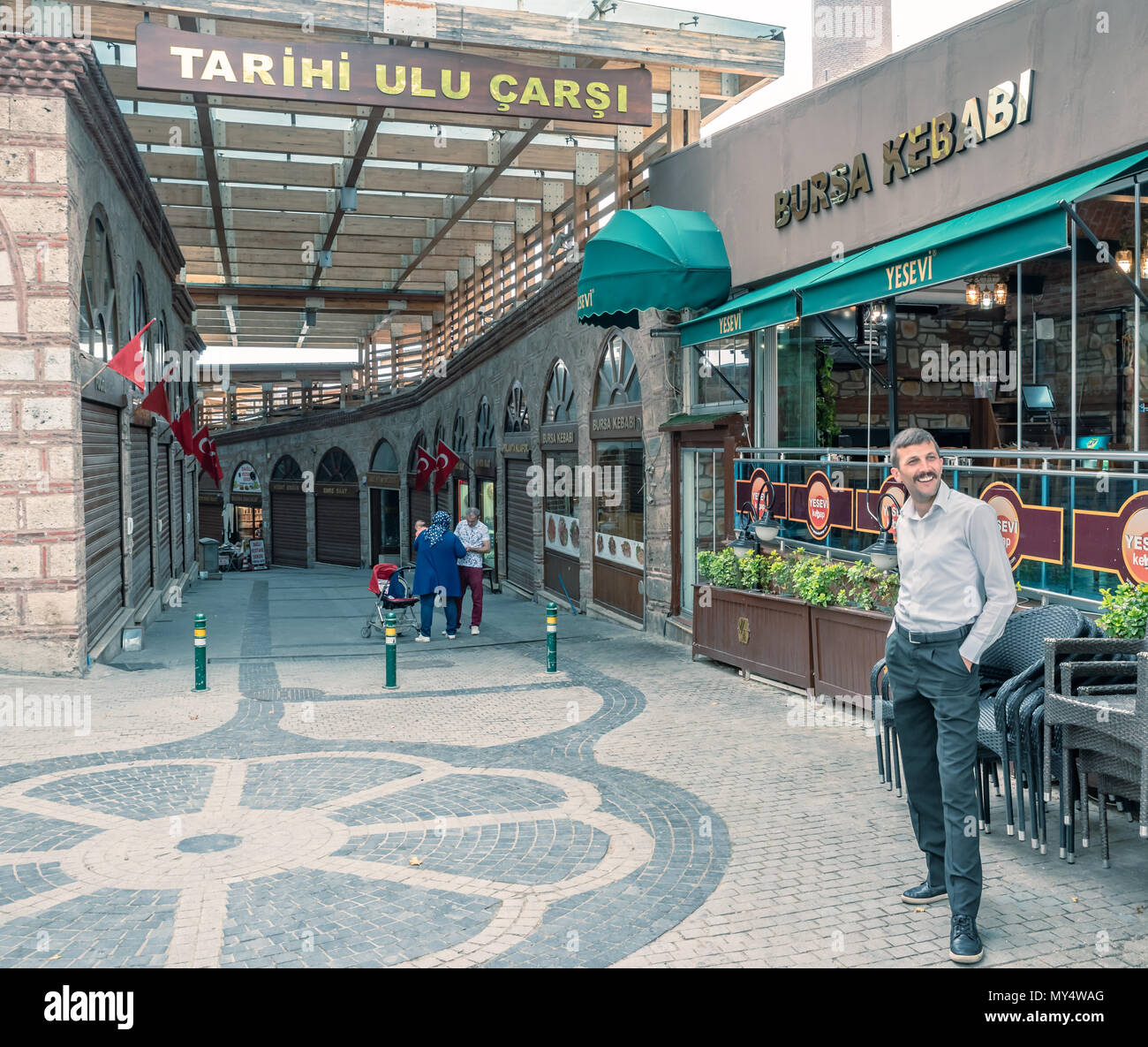 Entrance of famous Tarihi Ulu Carsi(Historical Grand Bazaar) in Bursa ...