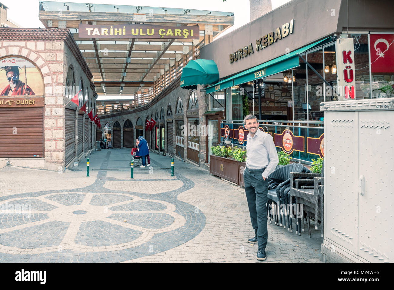 Entrance of famous Tarihi Ulu Carsi(Historical Grand Bazaar) in Bursa ...