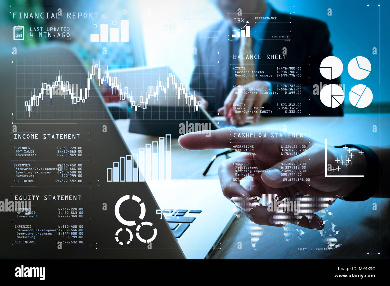 Financial report data of business operations (balance sheet and income ...