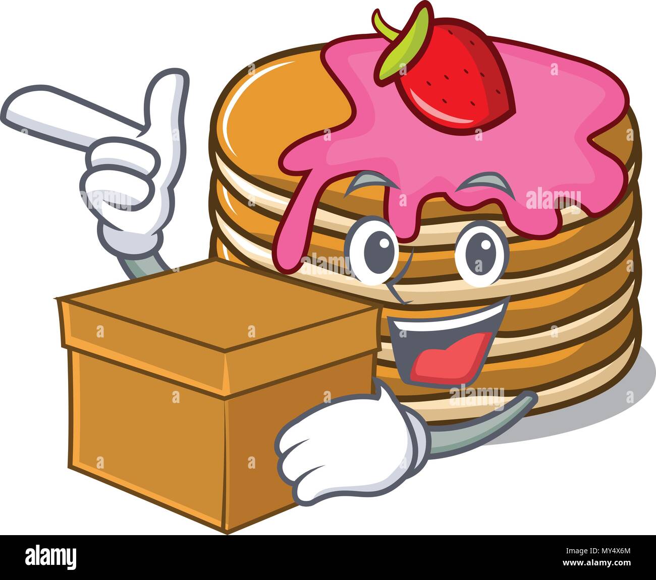 With box pancake with strawberry character cartoon Stock Vector Image ...
