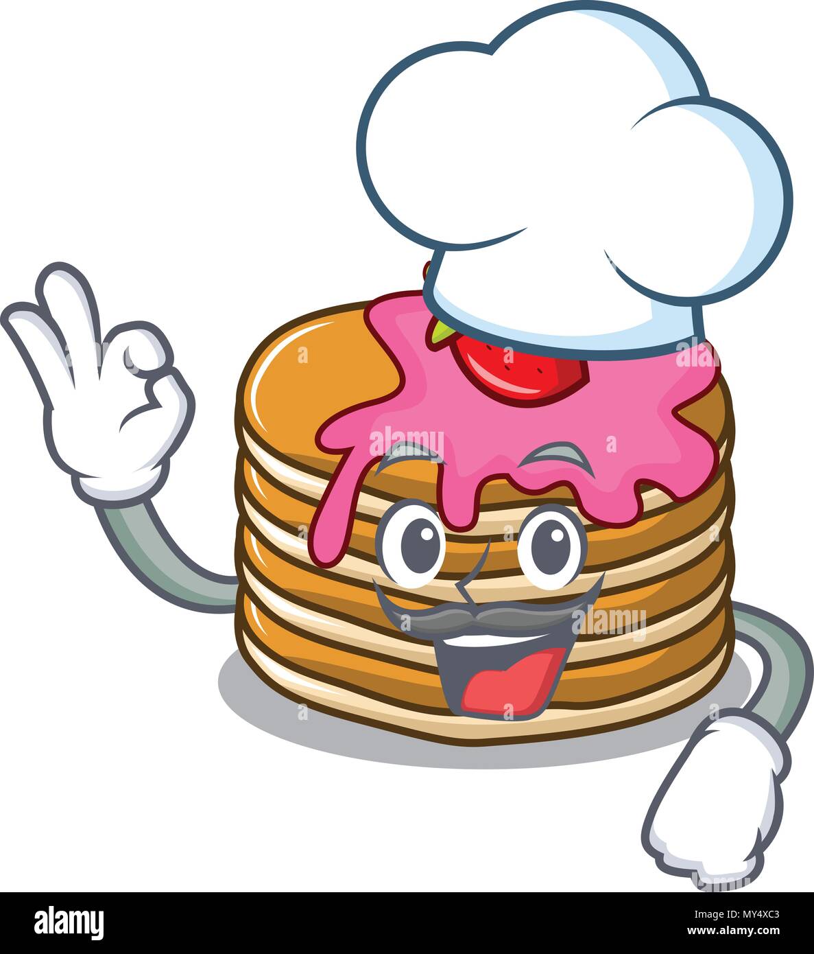 Chef pancake with strawberry character cartoon Stock Vector Image & Art ...