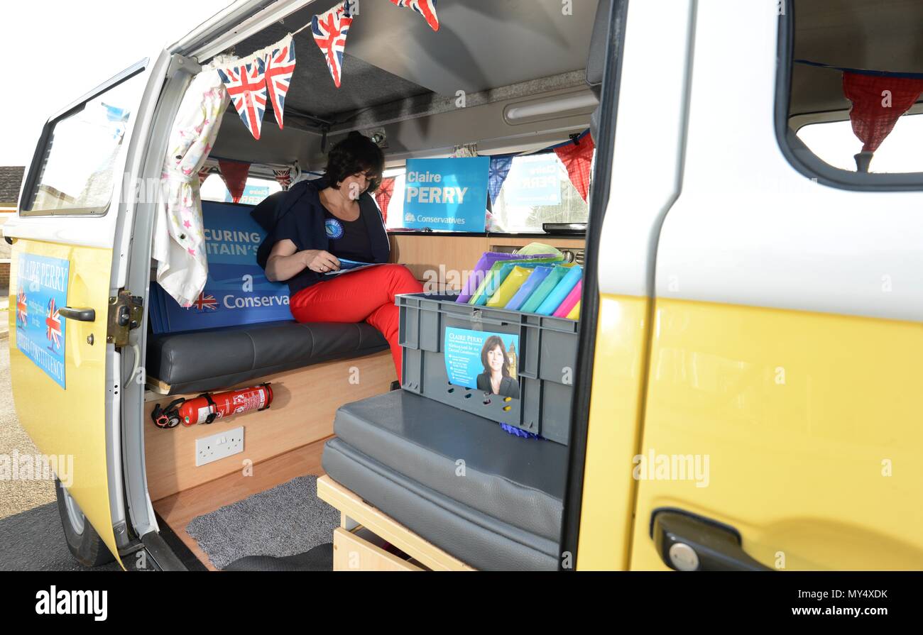 MP Claire Perry Conservative canidatate for Devizes with her camper van ...