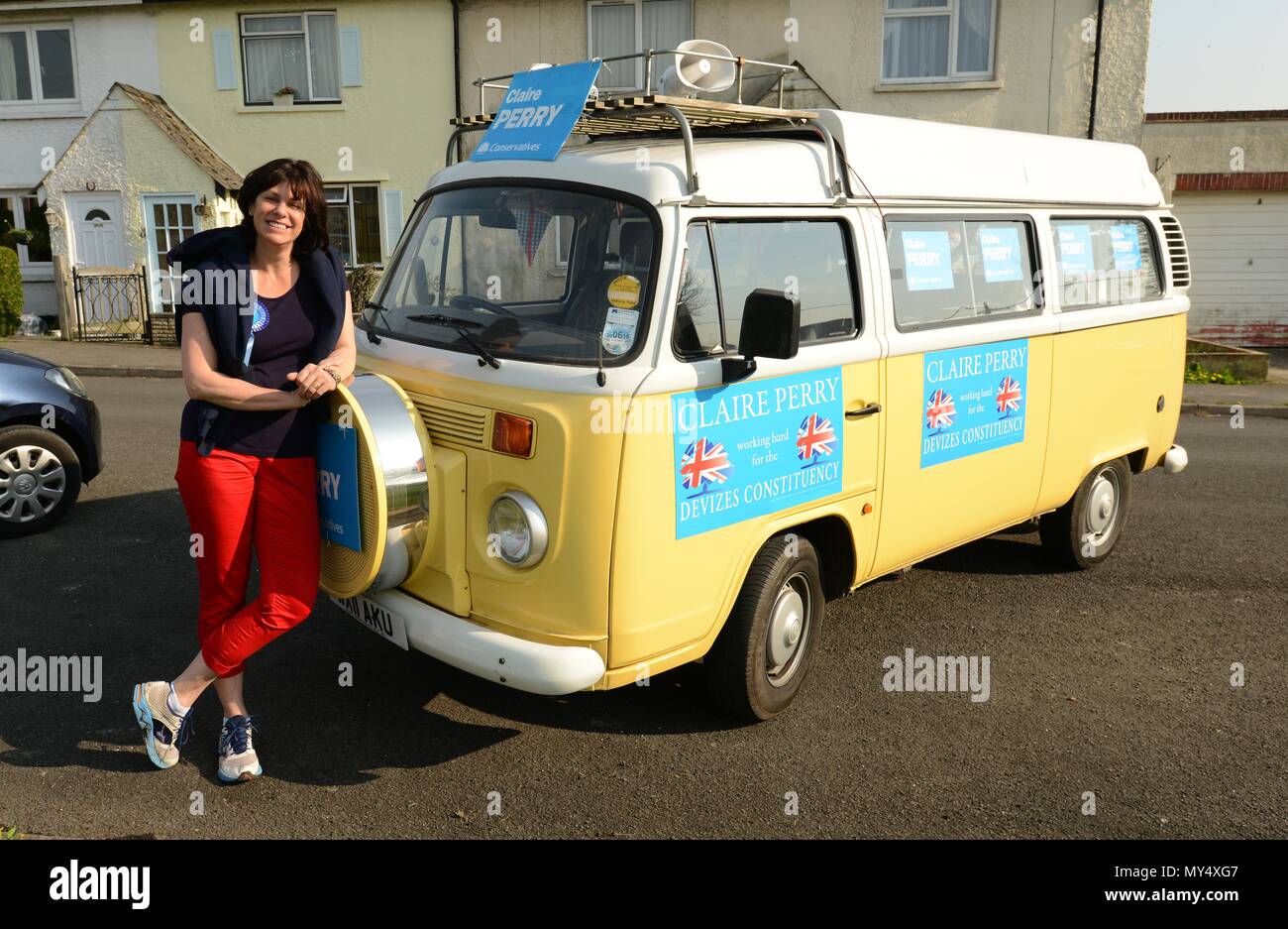 MP Claire Perry Conservative canidatate for Devizes with her camper van ...