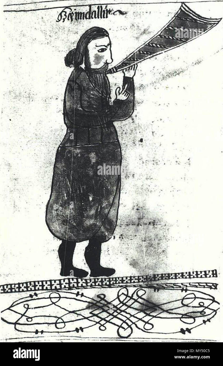 . An illustration of the Norse god Heimdallr, from an Icelandic 17th ...