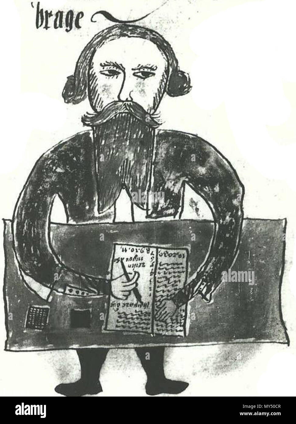 . An illustration of the Norse god Bragi, from an Icelandic 17th ...