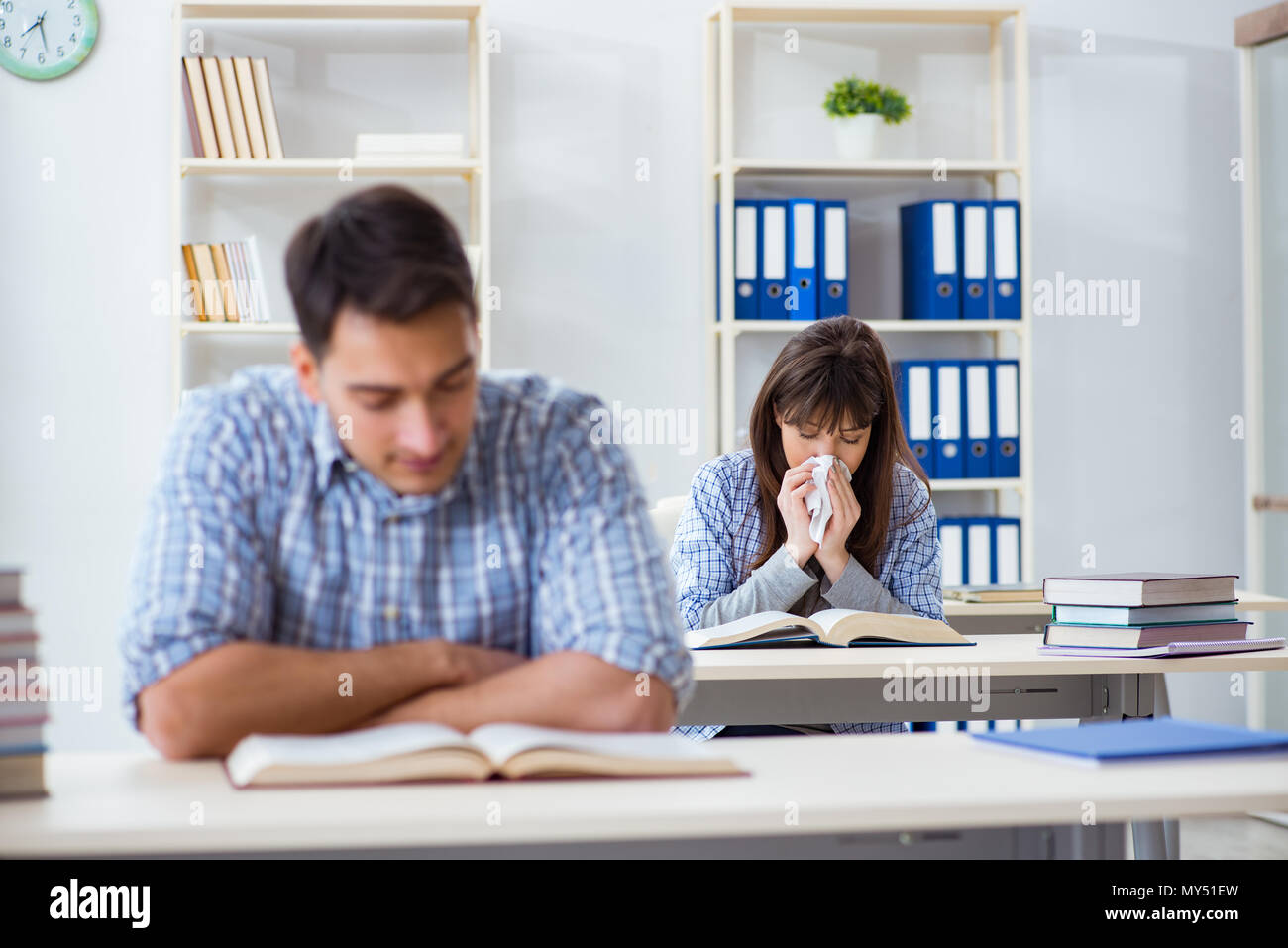 Students sitting and studying in classroom college Stock Photo - Alamy