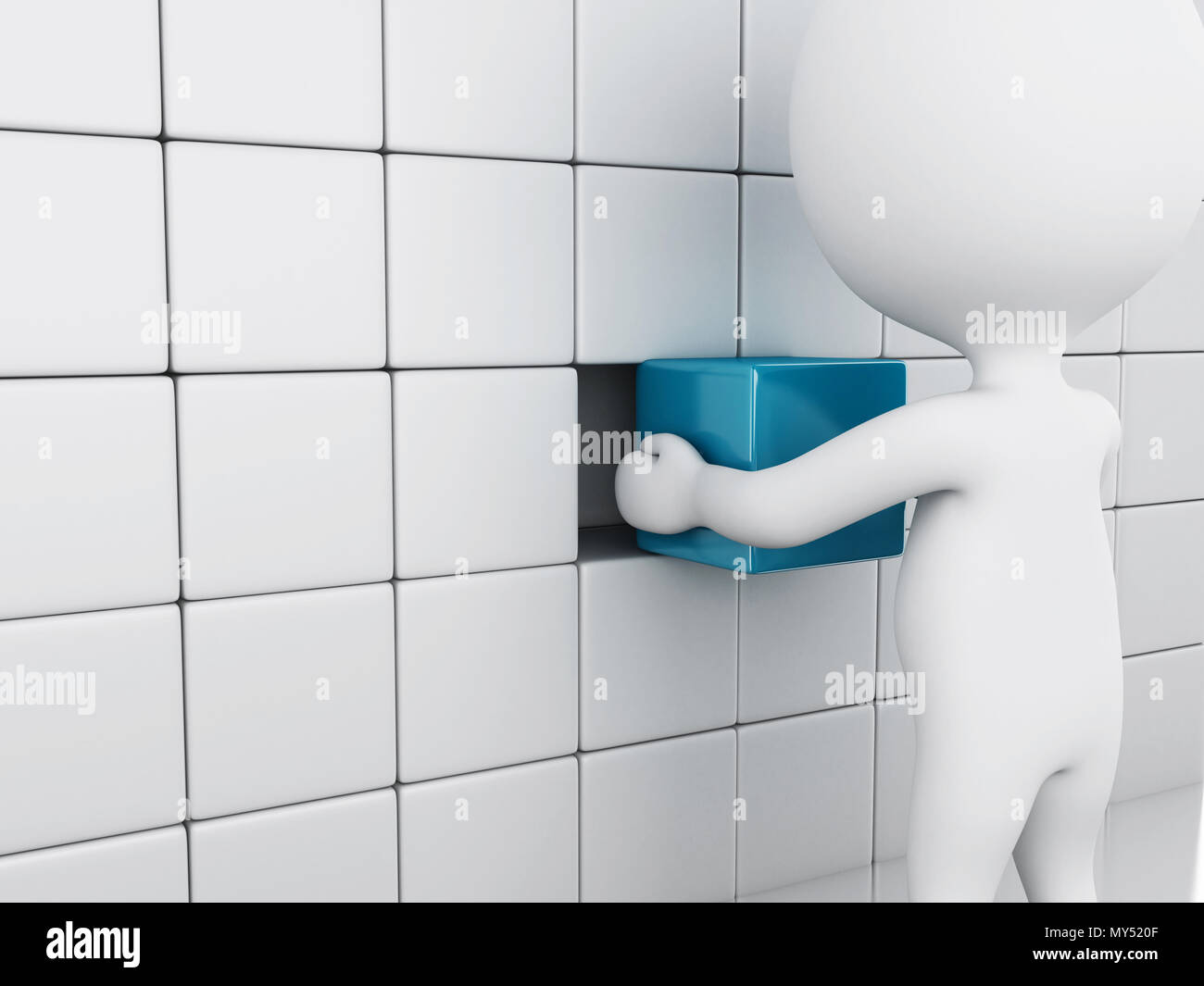 3D Illustration. White people with cubes. Success in business concept ...