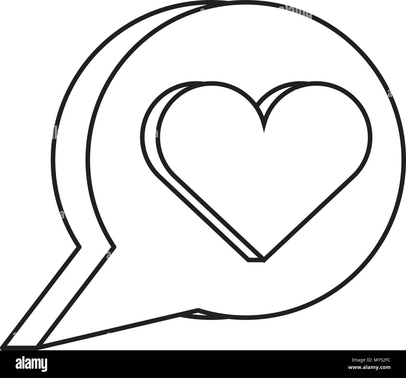 Speech bubble with heart icon over white background, vector ...