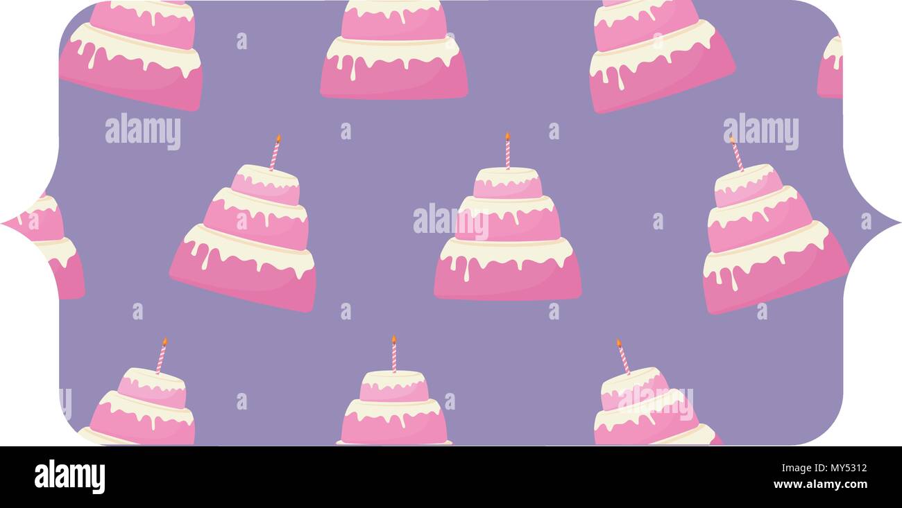 banner with sweet cakes pattern over white background, vector ...