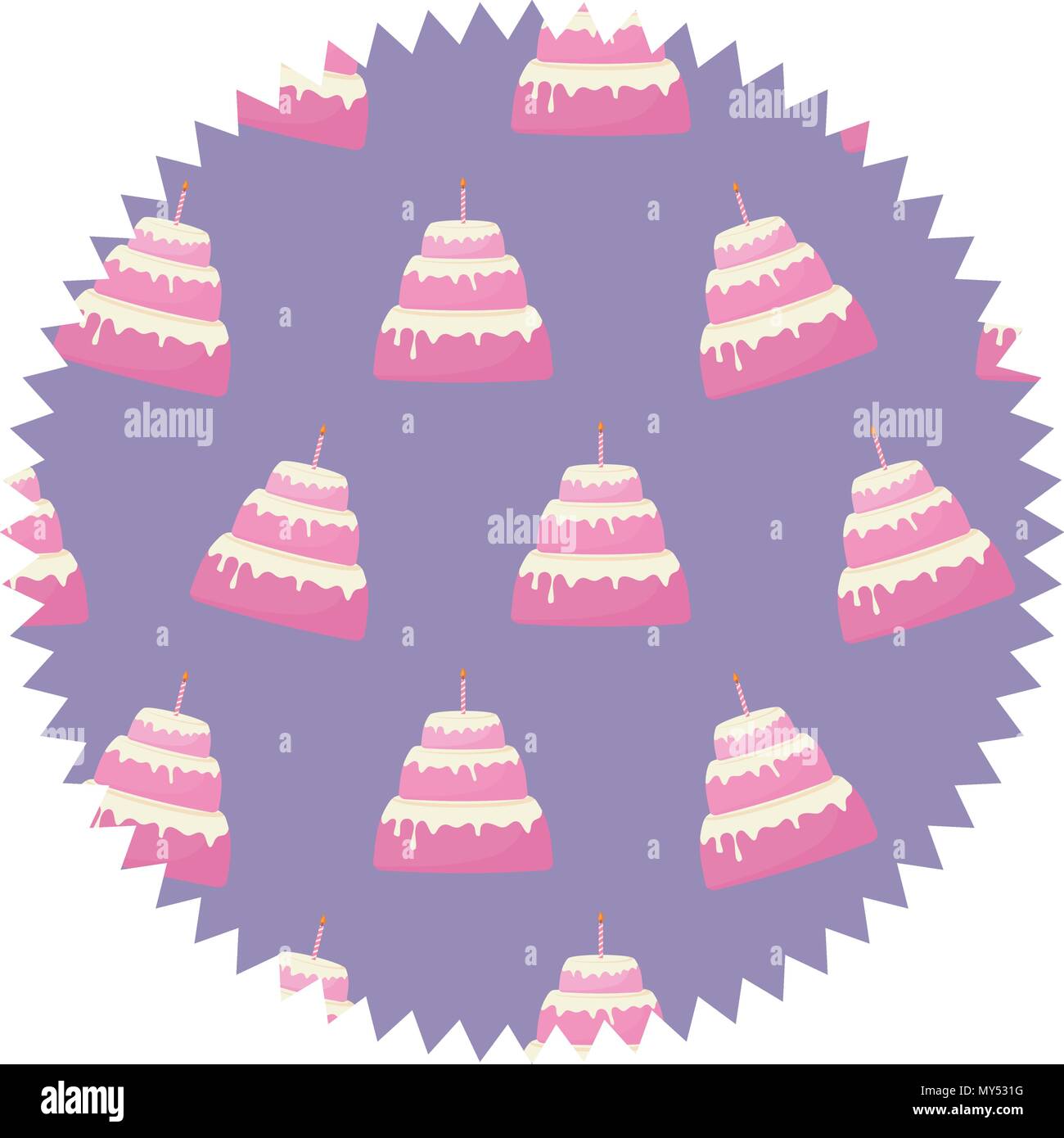 seal stamp with sweet cakes pattern over white background, vector ...