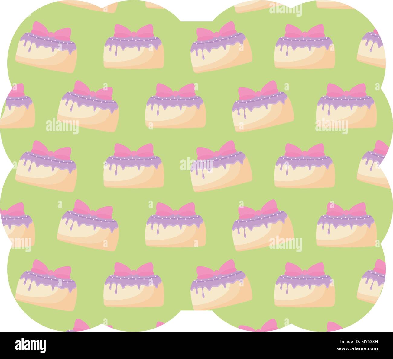 decorative frame with birthday cake design over white background ...